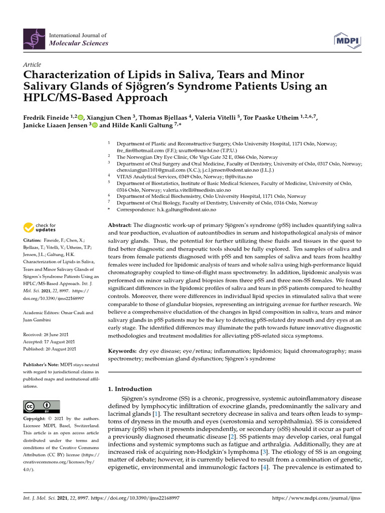 2310 Characterization of Lipids in Saliva | PDF
