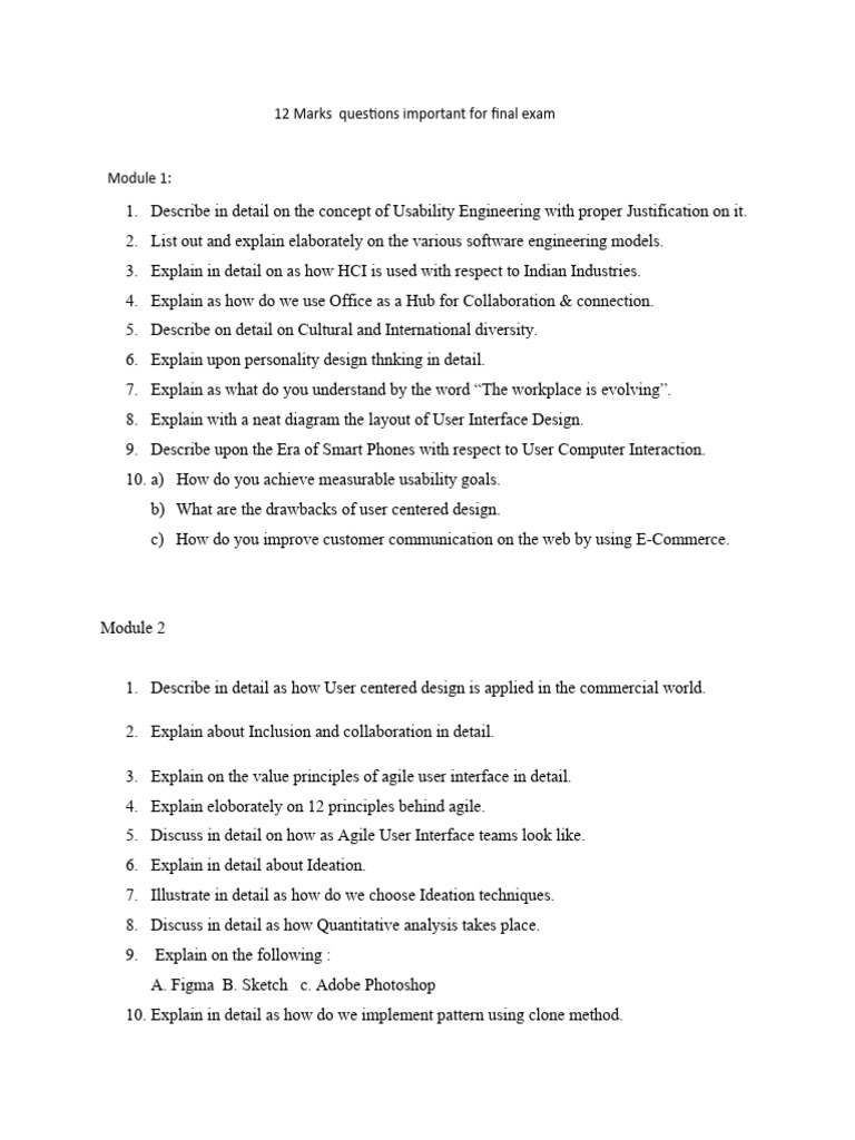 12 Marks Imp Questions | Download Free PDF | Usability | Computer Science