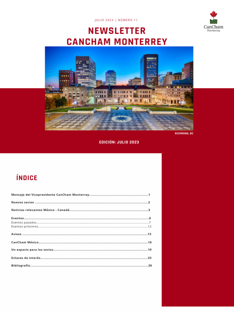 Newsletter CanCham Mty, Edición Julio 2023 - Compressed | PDF | México | Canadá