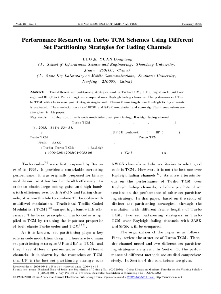 Performance Research On Turbo TCM Schemes Using Differe - 2005 - Chinese Journal | PDF ...