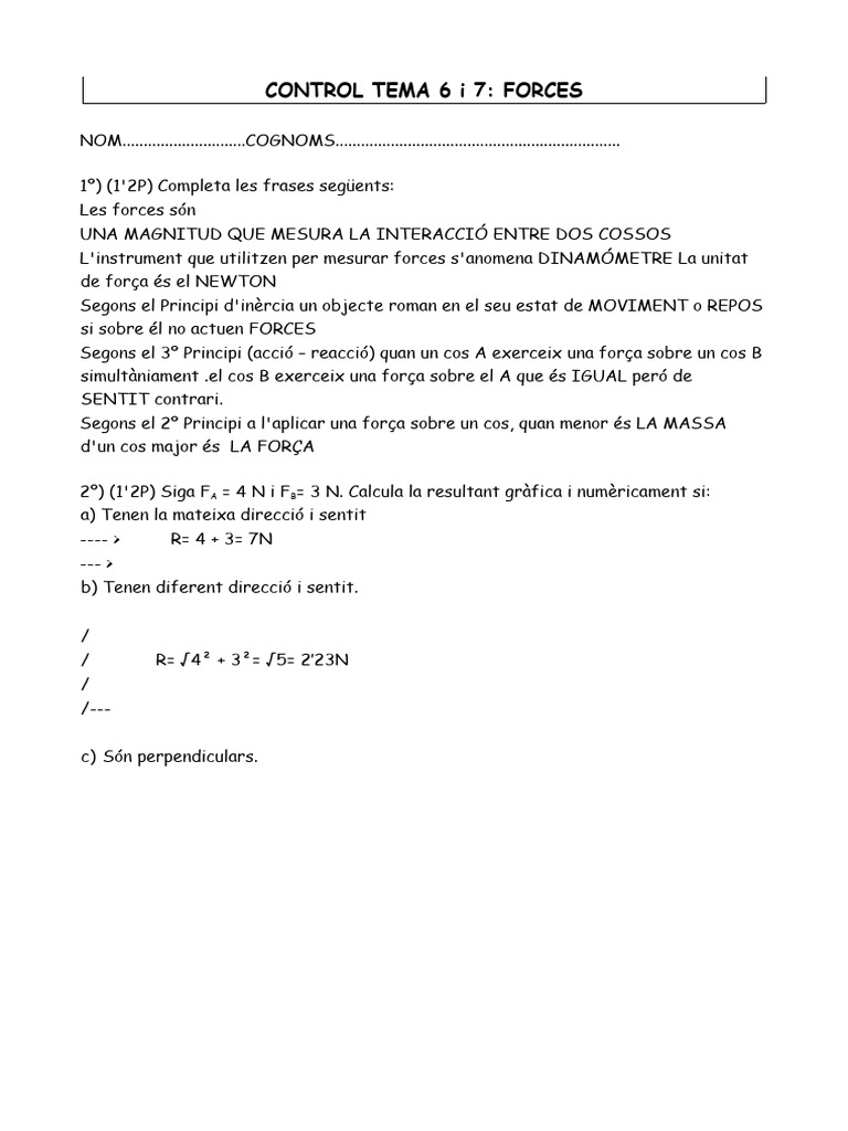 ControlT6 FyQ 2 ESO | PDF