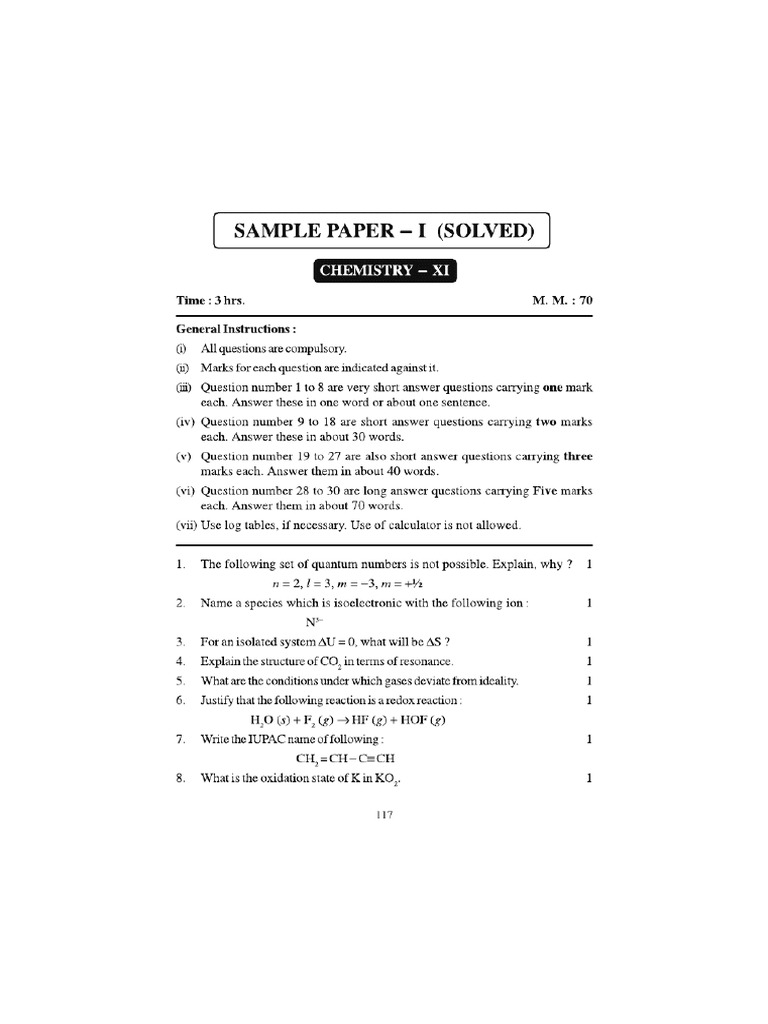 2014 Chemistry Question Papers | PDF