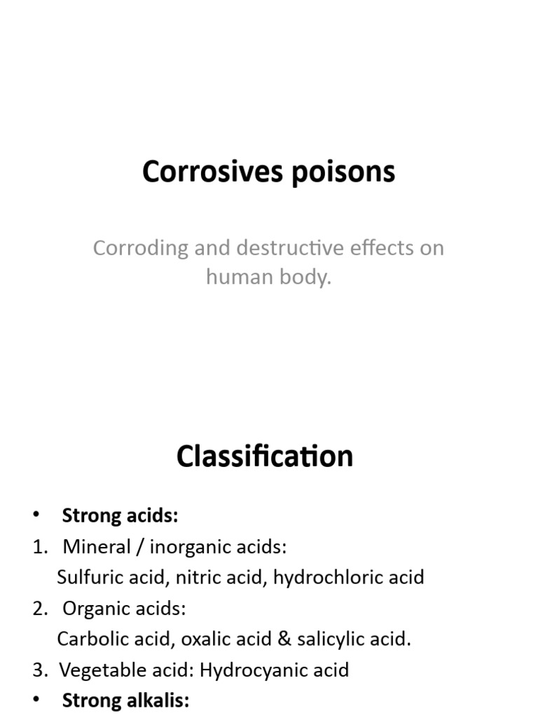 Corrosives Poisons | PDF