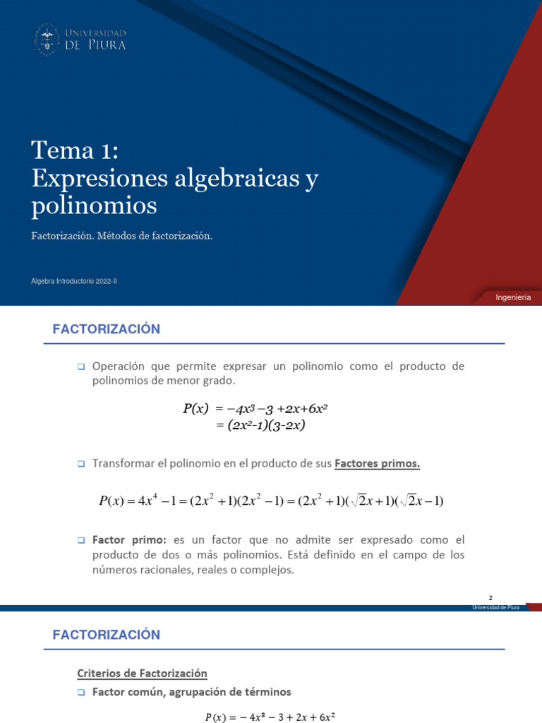Factorización. Métodos de Factorización | PDF | Factorización | Álgebra abstracta