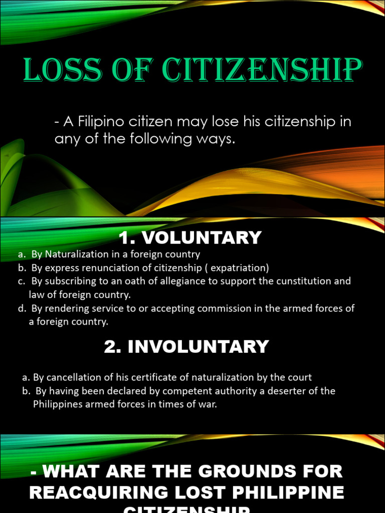Loss of Philippine Citizenship Explained | PDF