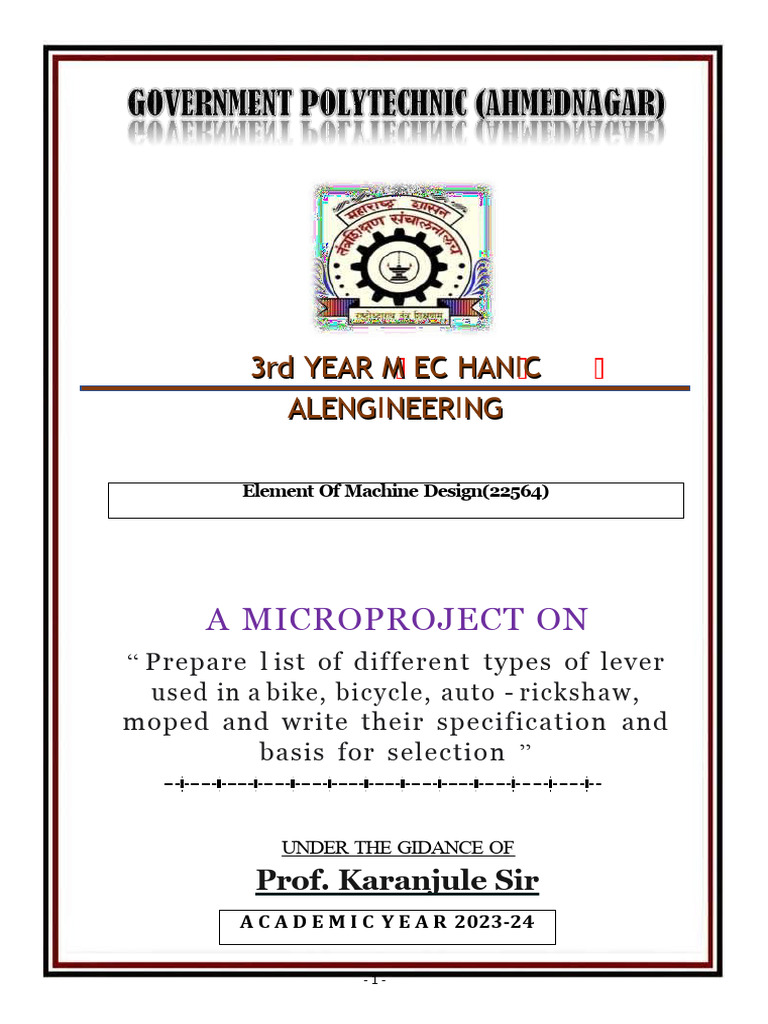 EMD Final Micro Project | PDF | Lever | Force