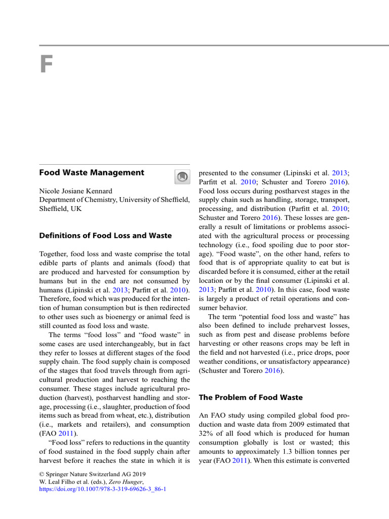 Food Waste Management | PDF | Food Security | Shelf Life