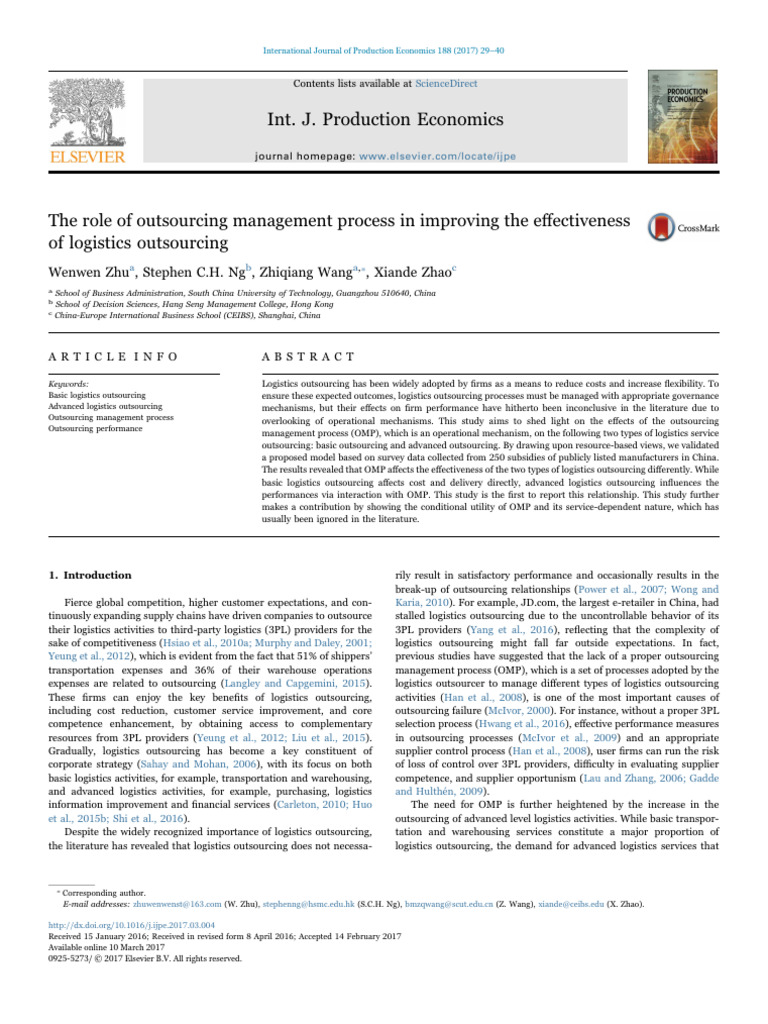 The Role Of Outsourcing Management Process In Improving The