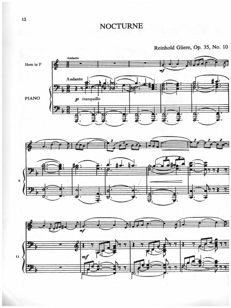 Gliere - Nocturne Piano Score | PDF