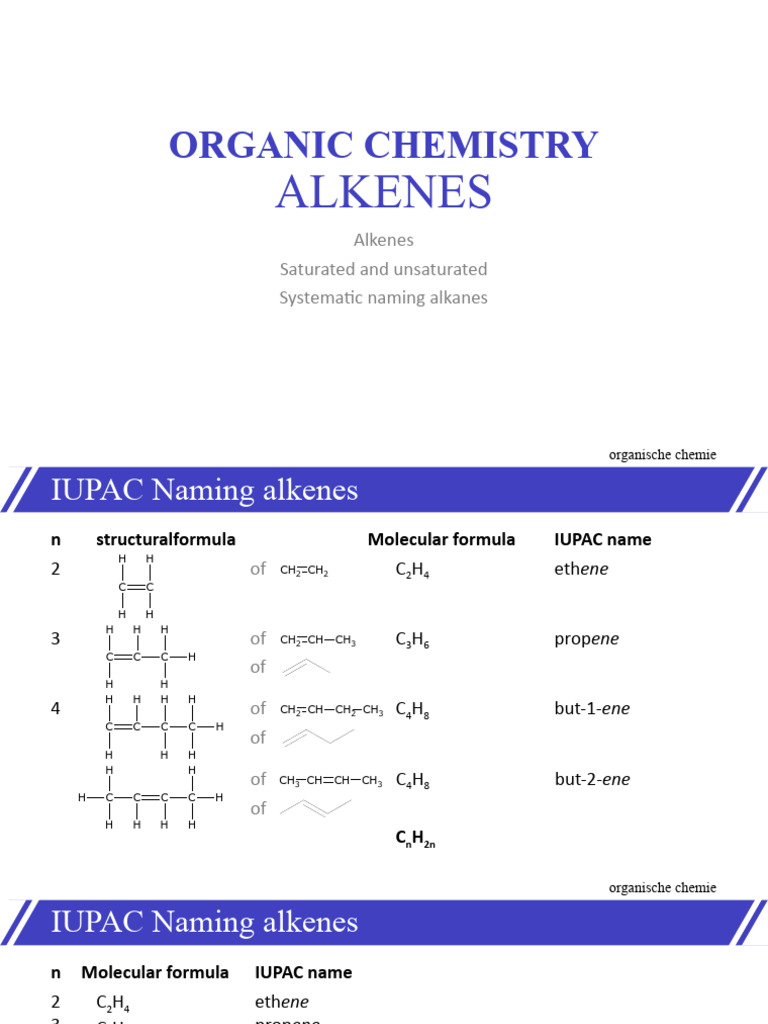 Lesson 2 Organic Chemistry Alkenes | PDF
