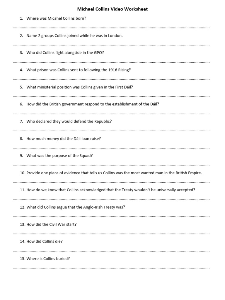 Michael Collins Video Worksheet | PDF | History