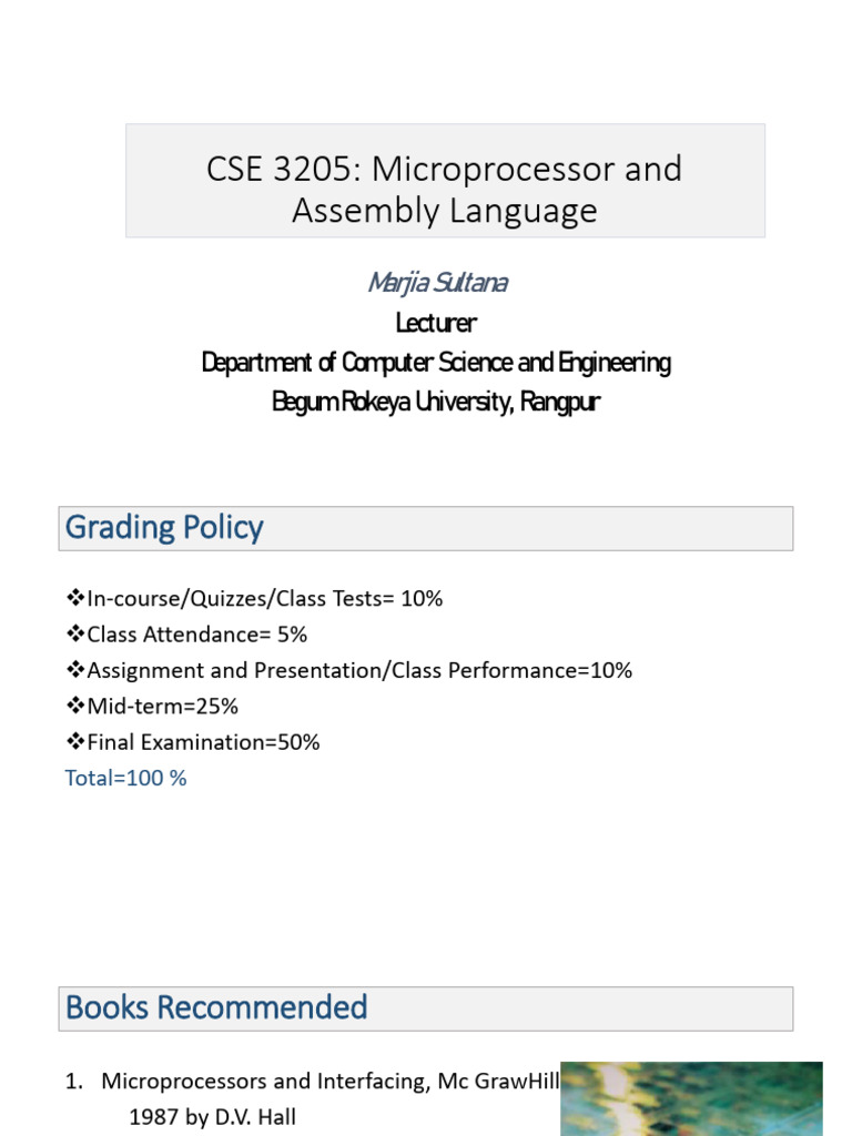 Lecture 1 CSE 3205 Microprocessor and Assembly Language by Marjia | PDF ... Lecture 1 CSE 3205 Microprocessor and Assembly Language by Marjia | PDF ...