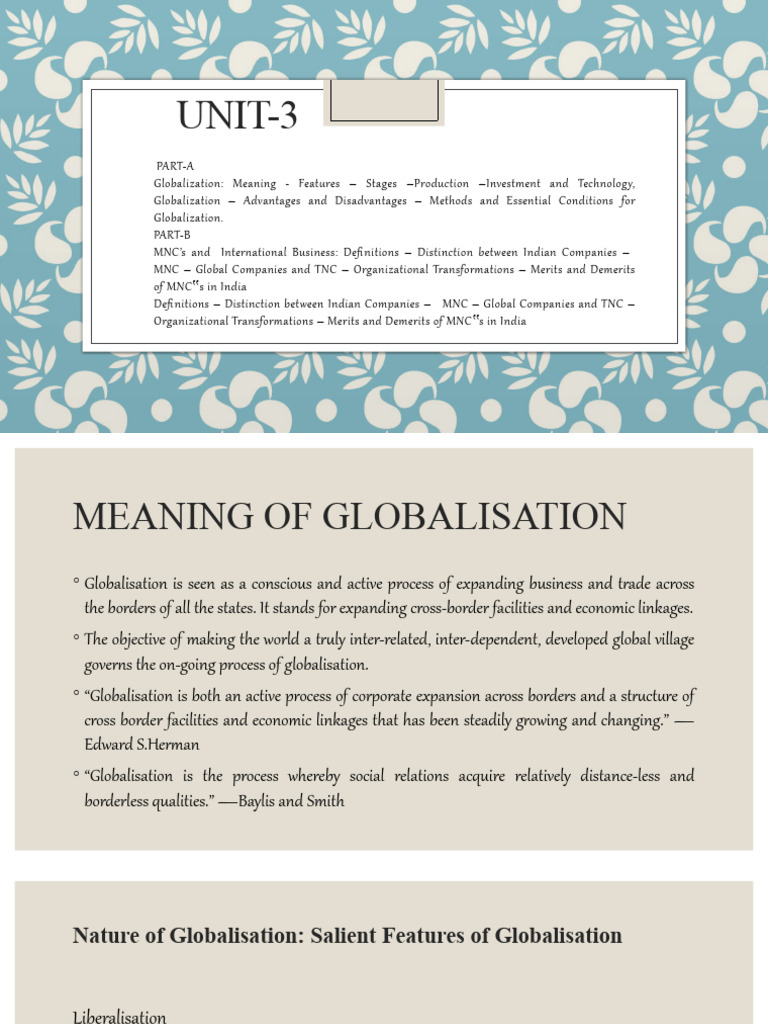 Unit 3 | PDF | Globalization | Foreign Direct Investment