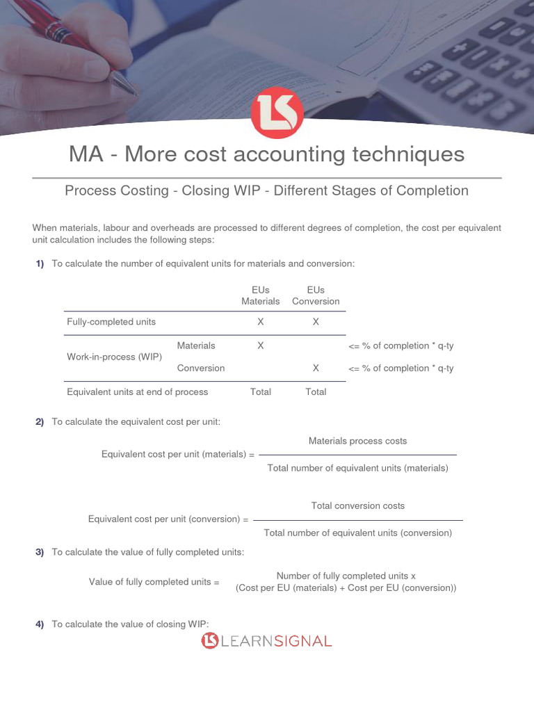 Process Costing: Closing WIP Guide | PDF | Financial Services ...