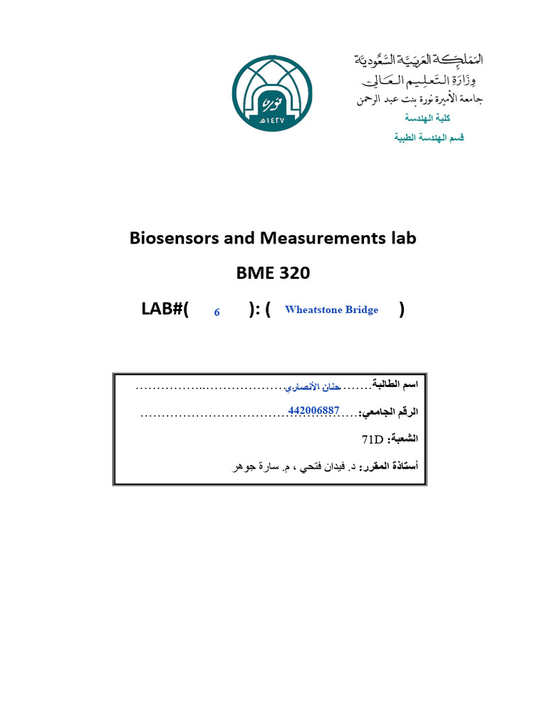Bme 320 Lab 6 | PDF | Science & Mathematics