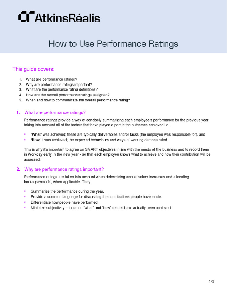 Performance Ratings Guide and Definitions | PDF | Employment | Bias