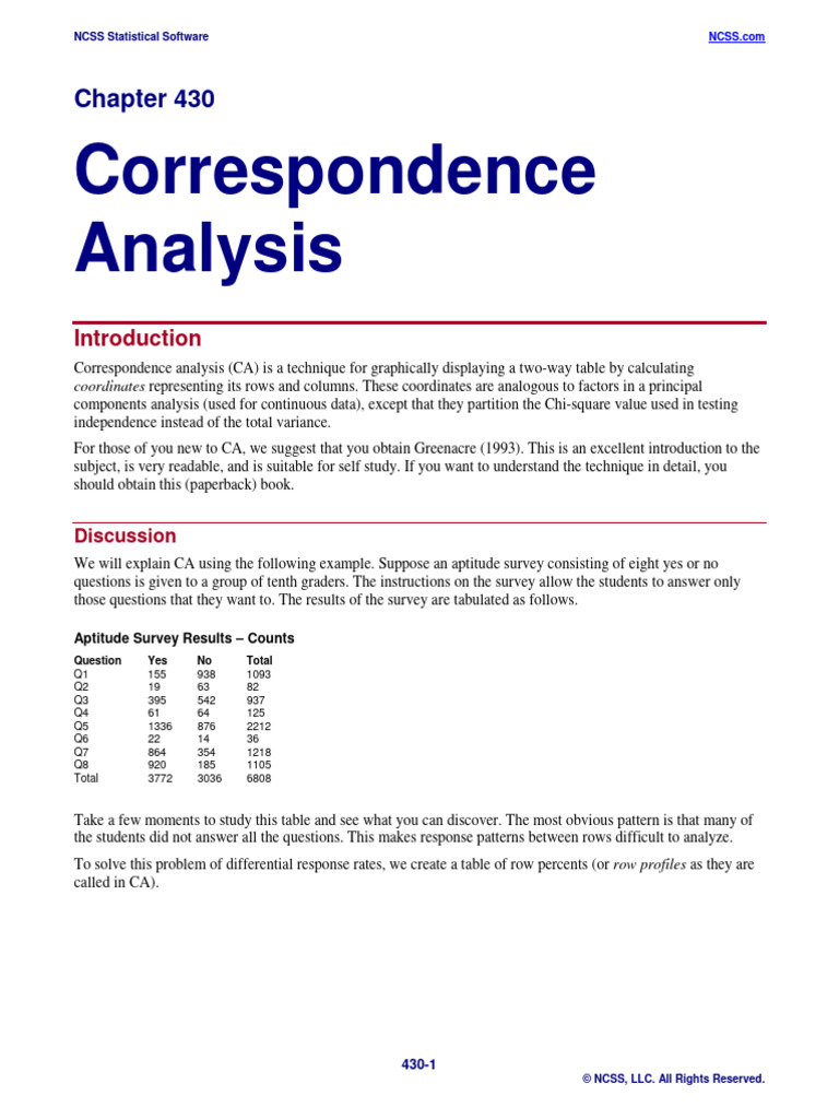 Correspondence Analysis | PDF | Matrix (Mathematics) | Mathematics