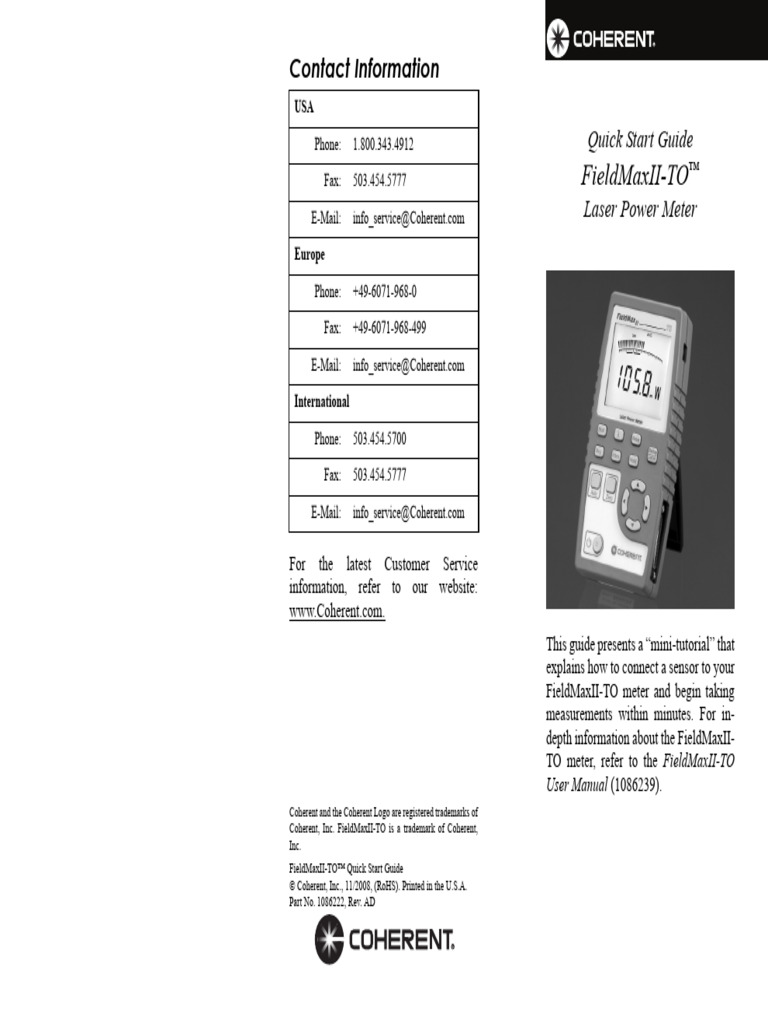 FieldMaxII-To QuickStartGuide RevAD | PDF | Equipment