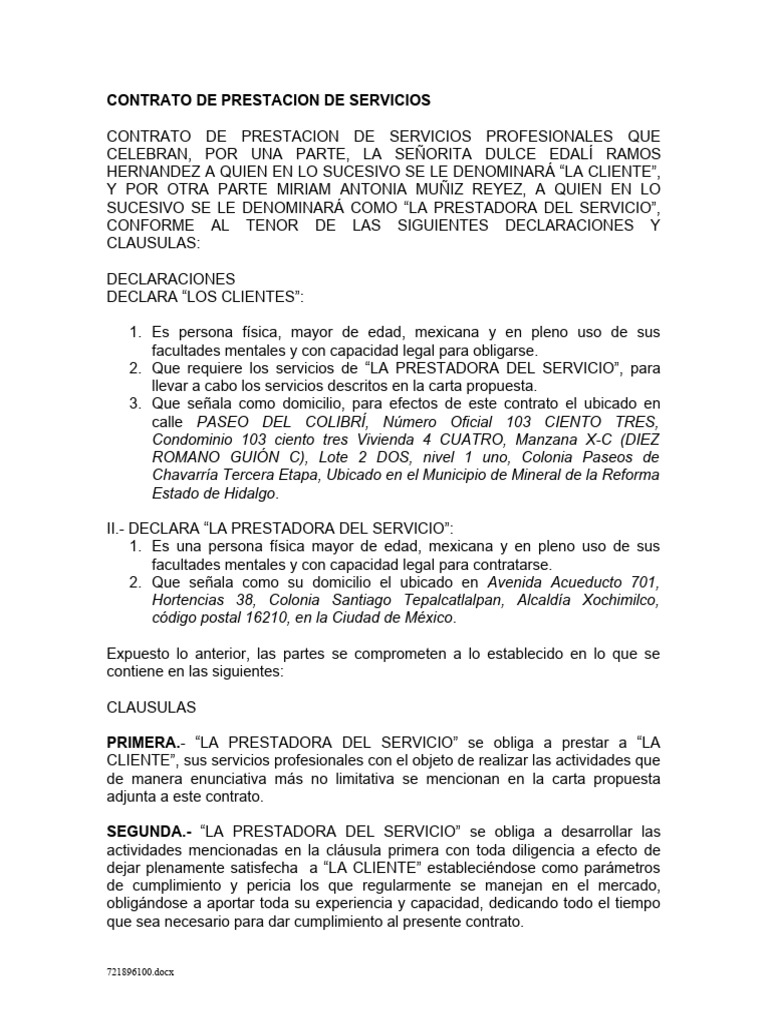 Contrato PrestaciónServicios Profesionales Dulce Edali | PDF | Pagos | Justicia