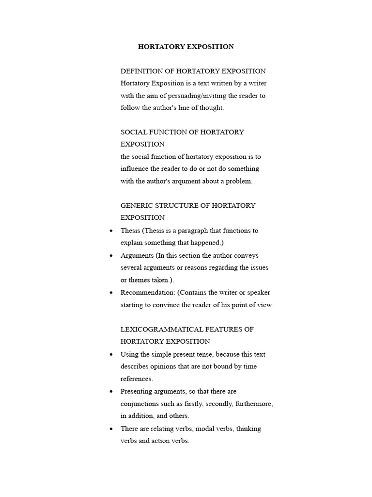 Understanding Hortatory Exposition | PDF | Social Science | Science ...