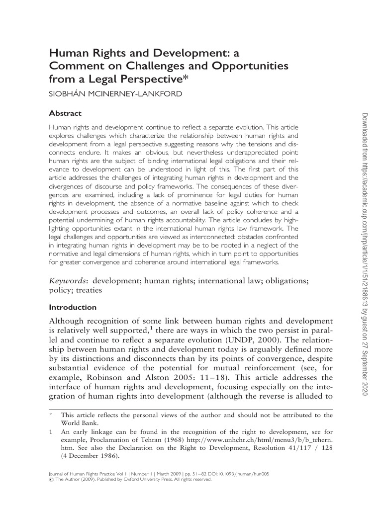 Human Rights and Development - A Comment On Challenges and ...