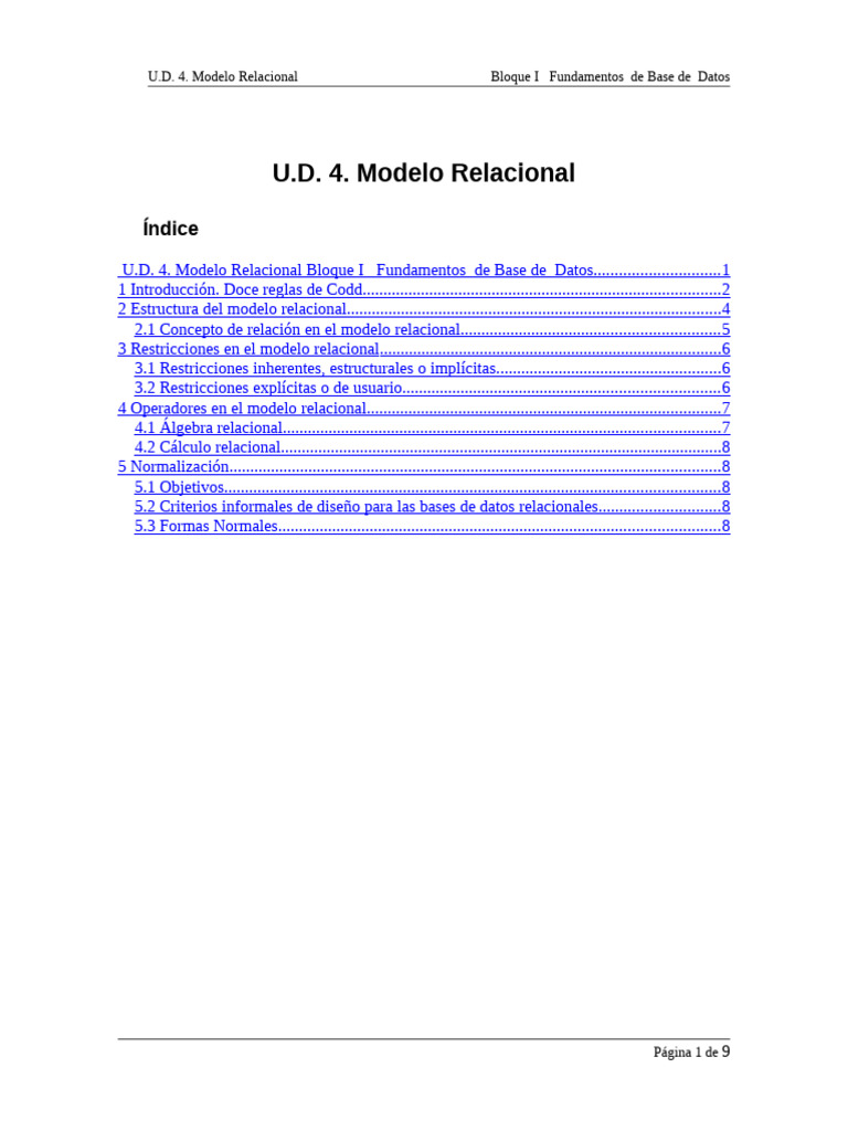 GBD UT4 Modelo Relacional | PDF | Base de datos relacional | Modelo ...