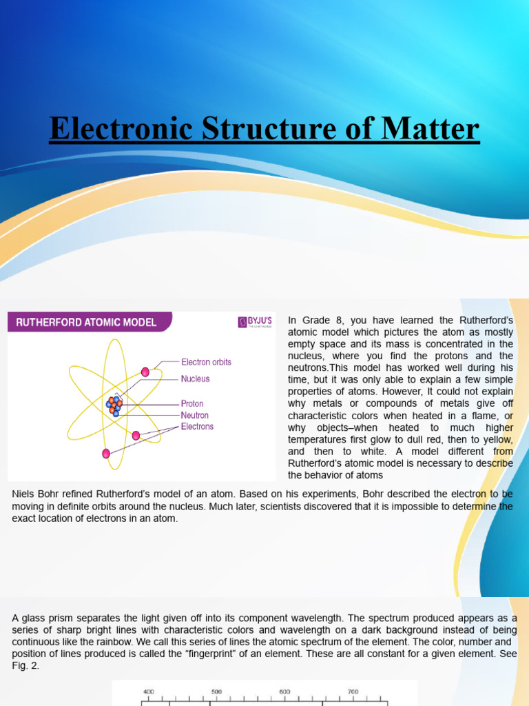 Electronic Structure of Matter1 | PDF
