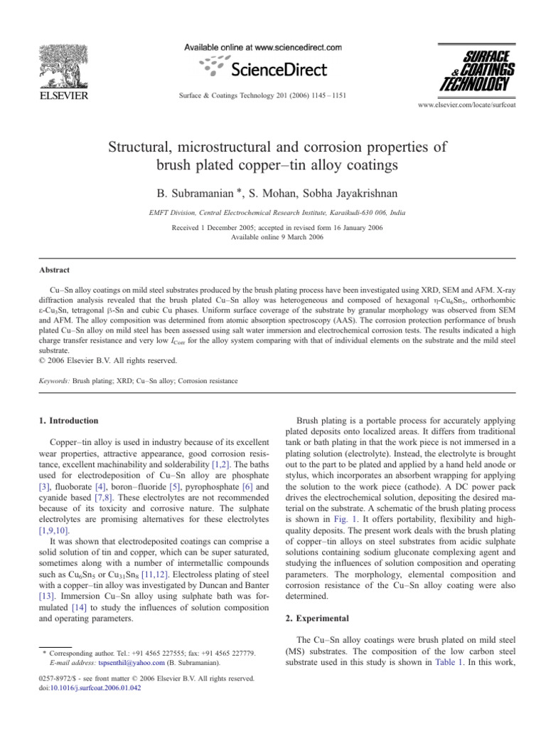 Subramanian 2006 | PDF | Electrochemistry | Tin