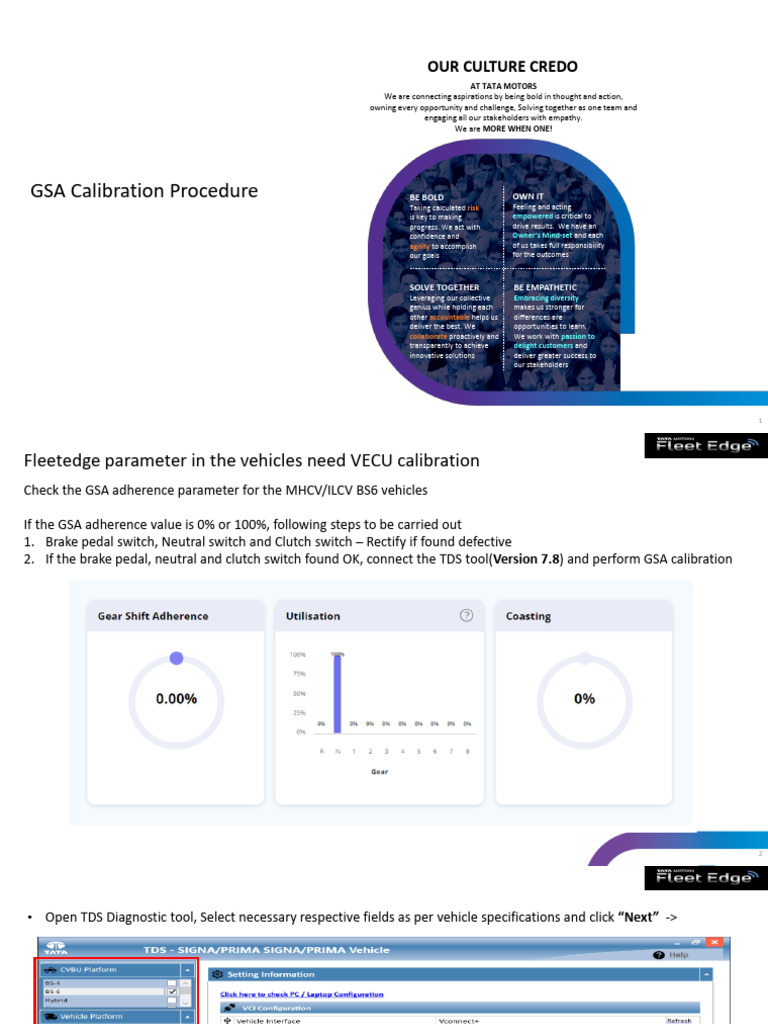 Tata Motors GSA Calibration Guide | PDF