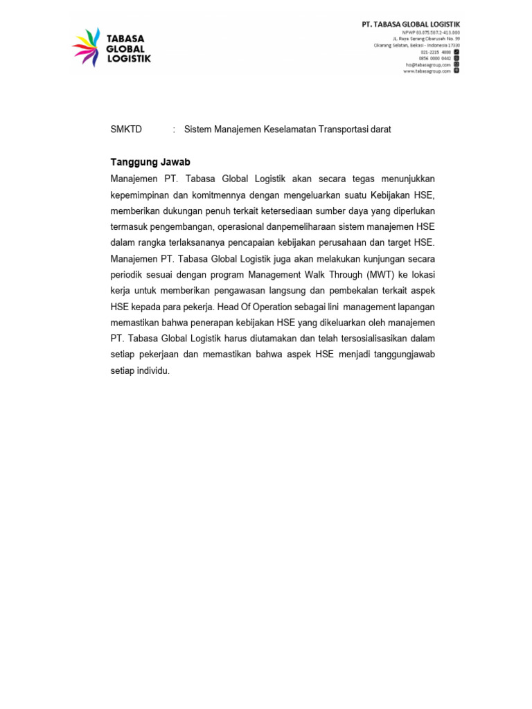 Kebijakan K3L | PDF | Pengembangan Diri | Teknologi & Rekayasa