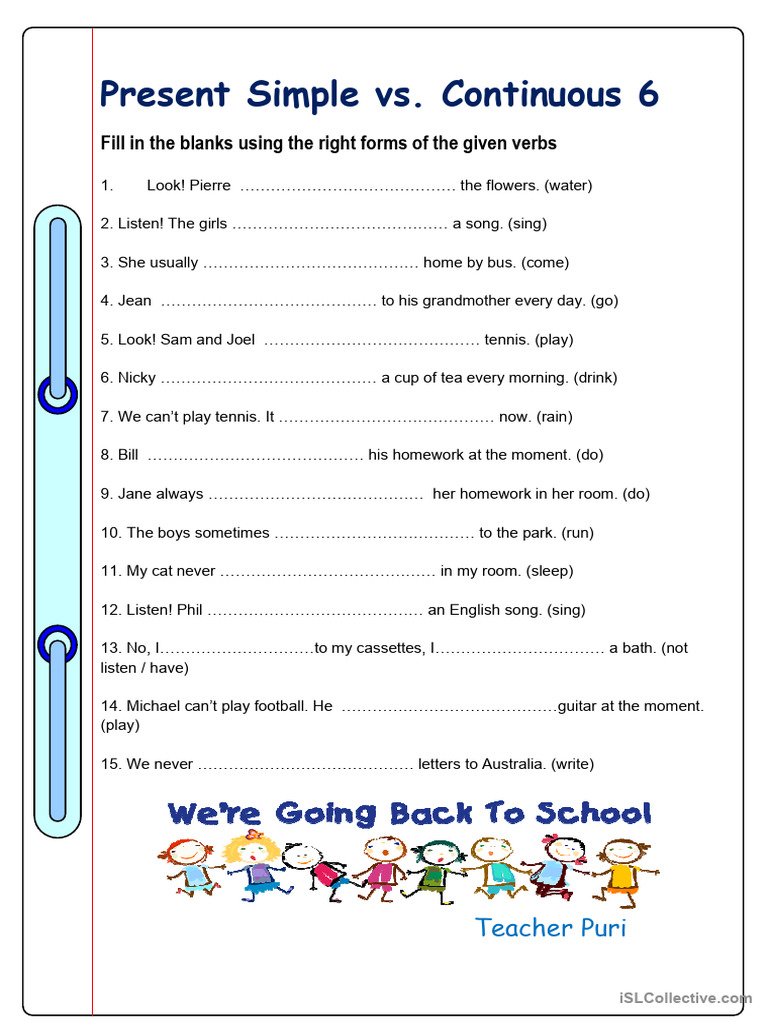 Present Simple vs Continuous Worksheet | PDF | Home & Garden