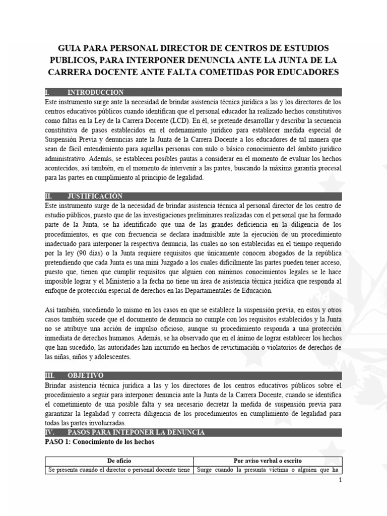 Guia para Directores para Iniciar Procedimientos de Suspension Ante La JCD | PDF | Justicia ...
