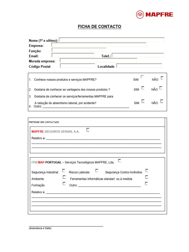Ficha de Contacto - MAPFRE ITSEMAP | PDF