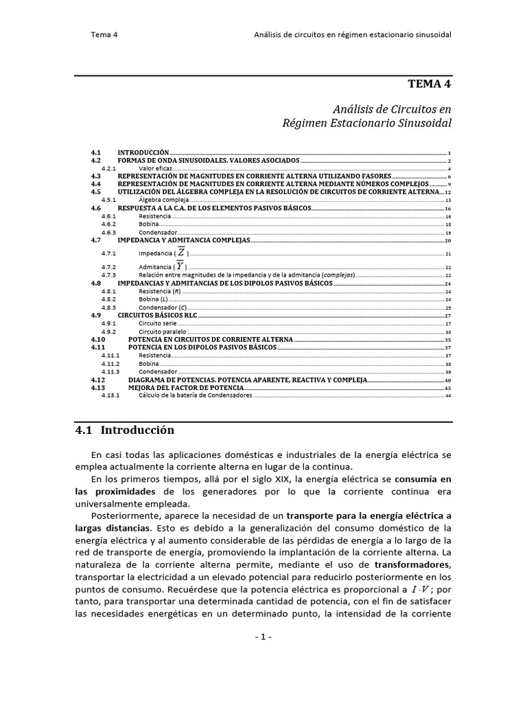 Tema 4 | PDF | Energia electrica | Corriente alterna