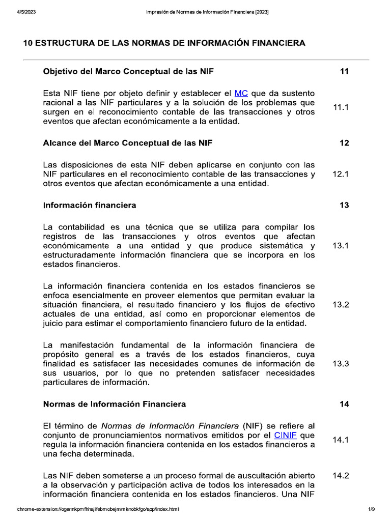 10 Estructura de Las NIF 2023 | PDF