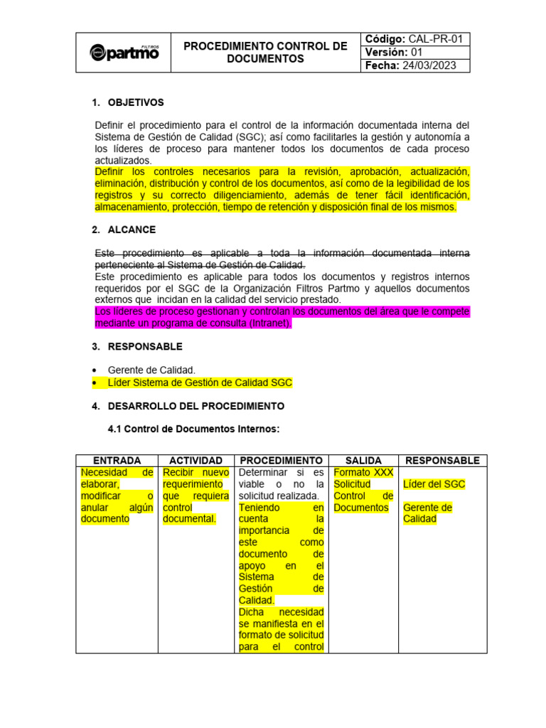 Control de Documentos SGC | PDF | Sistema de manejo de calidad | Business