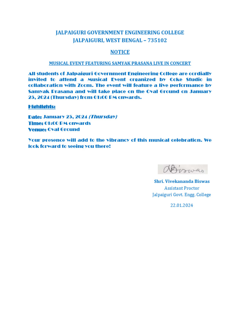 Invitation Letter For Students | PDF