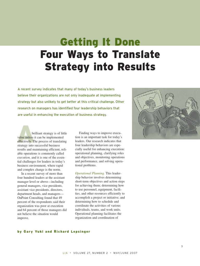 Leadership in Action - 2007 - Yukl - Getting It Done Four Ways To ...
