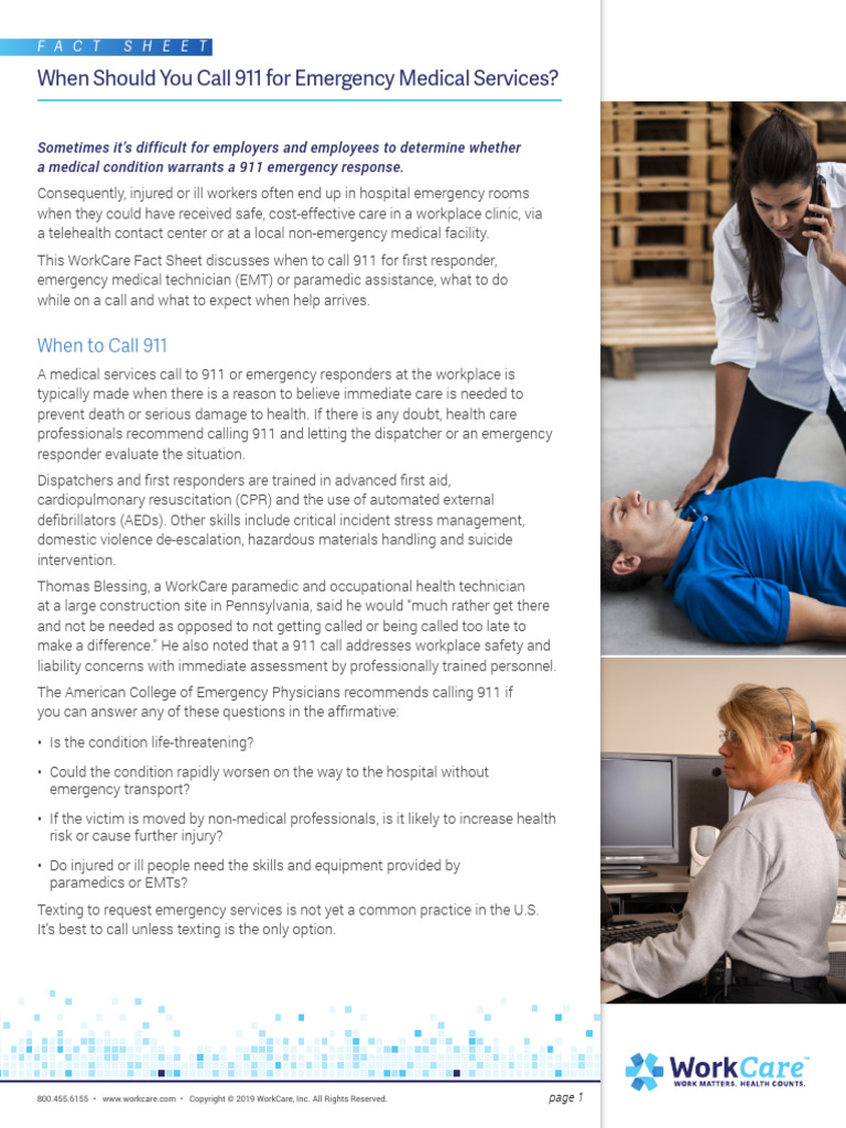 When To Call 911 | PDF | Emergency Medical Technician | Paramedic