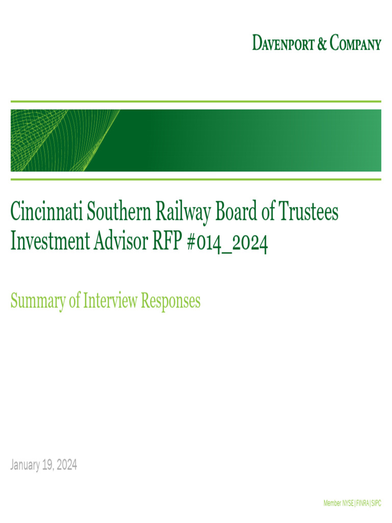 Cincinnatii Southern Railway Investment Advisor Presentation Summary | PDF | Securities (Finance ...