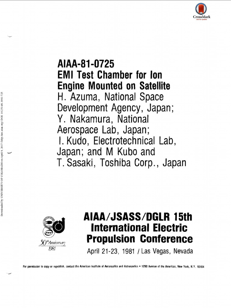 Emi Test Chamber For Ion Engine Mounted On Satellite 1981 | PDF ...
