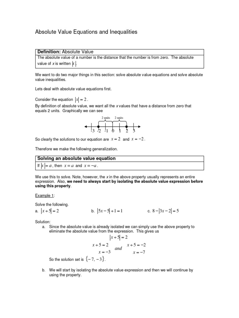 Absolute Value Equations And Inequalities Pdf Inequality 7007