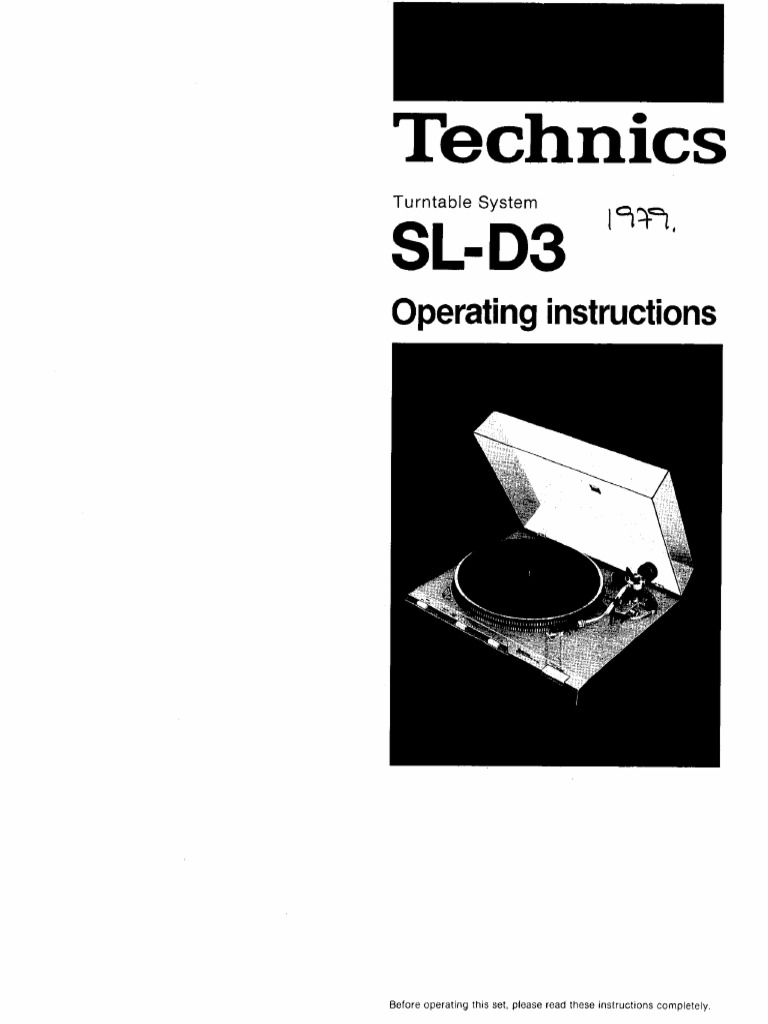 Technics SL-D3 Turntable | PDF