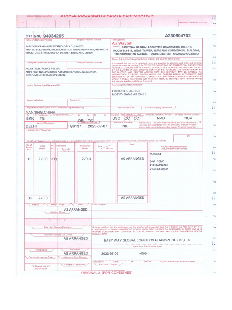 Hawb A230604702 | PDF