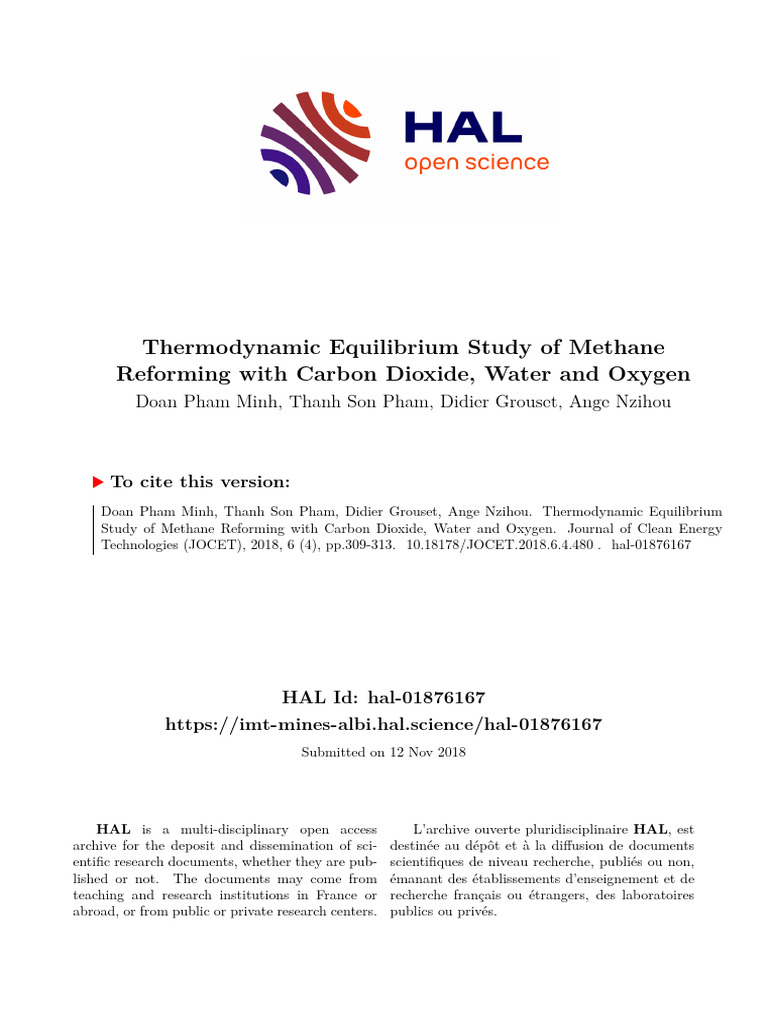Thermodynamic Equilibrium | PDF | Methane | Carbon Dioxide