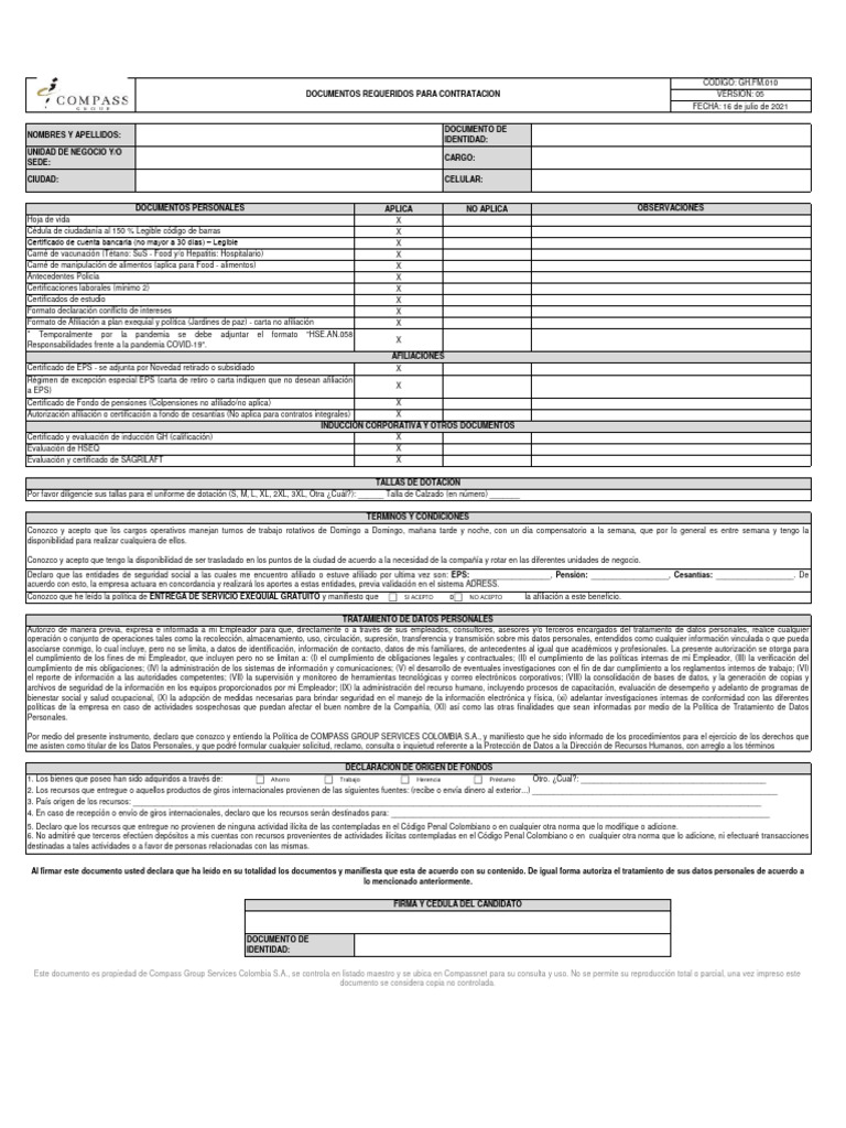 Documentos para Imprimir - Compass Group | PDF