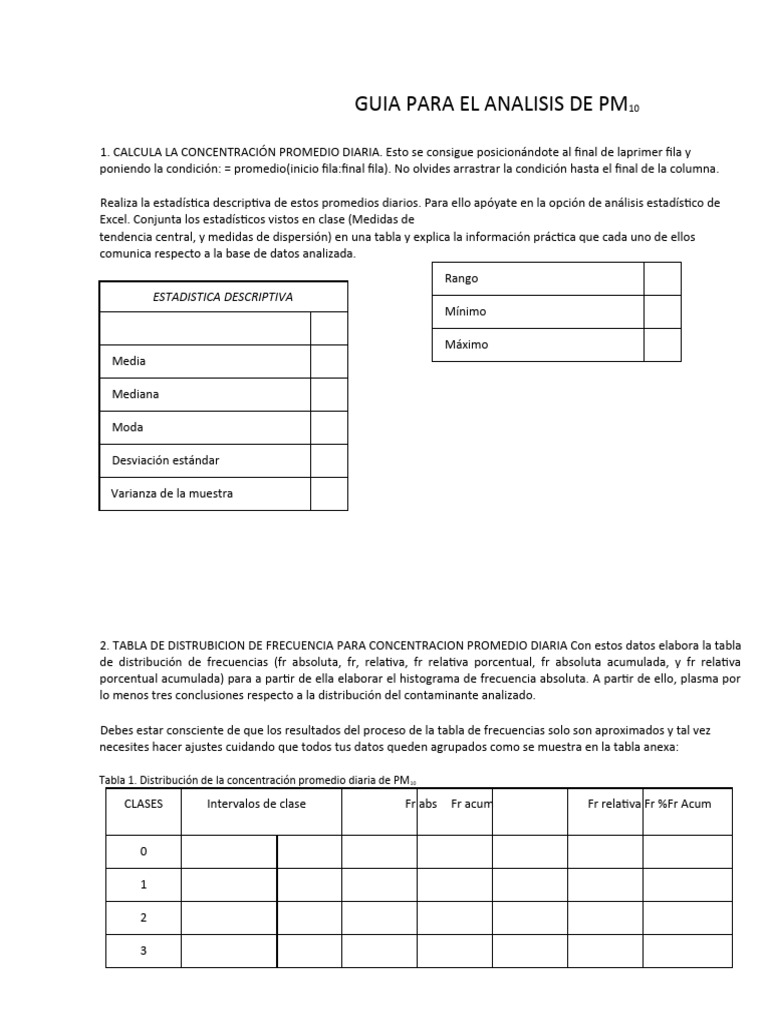 Cálculo y Análisis de PM10 | PDF | Estadísticas descriptivas | Histograma