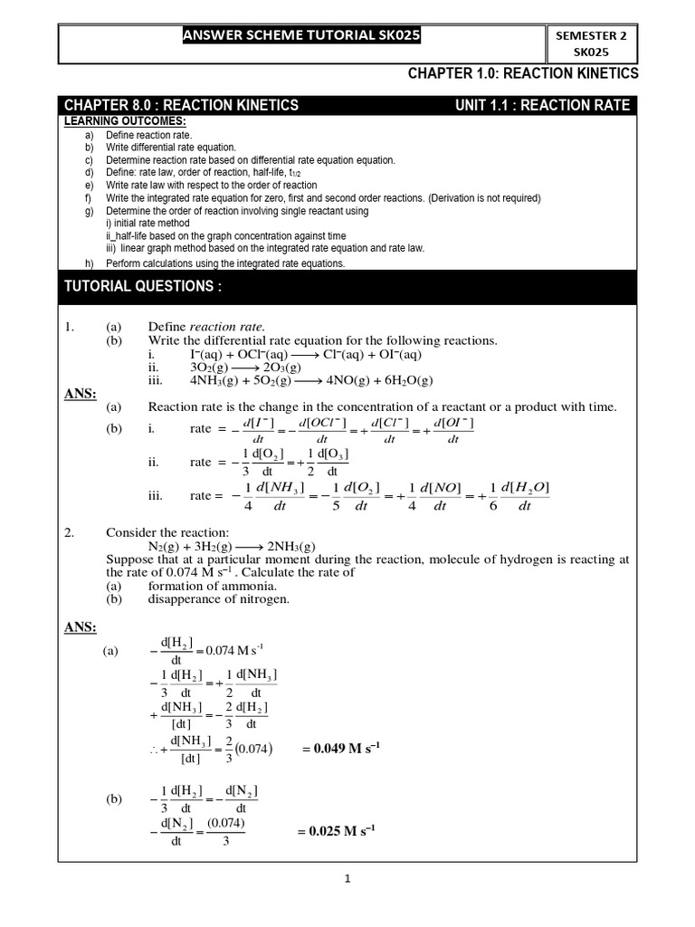 1.0 Kinetics 2020 - 2021 (Lecturer) | PDF | Reaction Rate | Activation ...