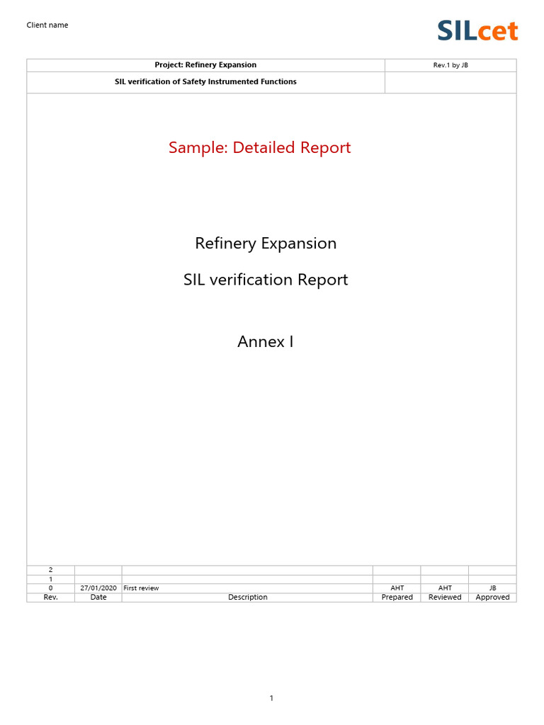 SIL Verification Report for Refinery Expansion | PDF | Engineering ...