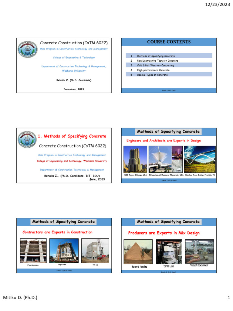 Methods of Specifying Concrete | PDF | Concrete | Specification ...